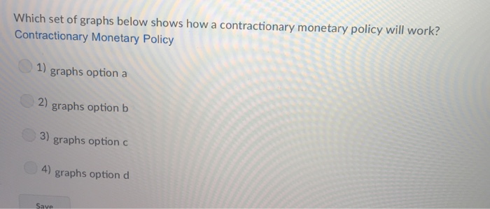 Solved Which set of graphs below shows how a contractionary | Chegg.com