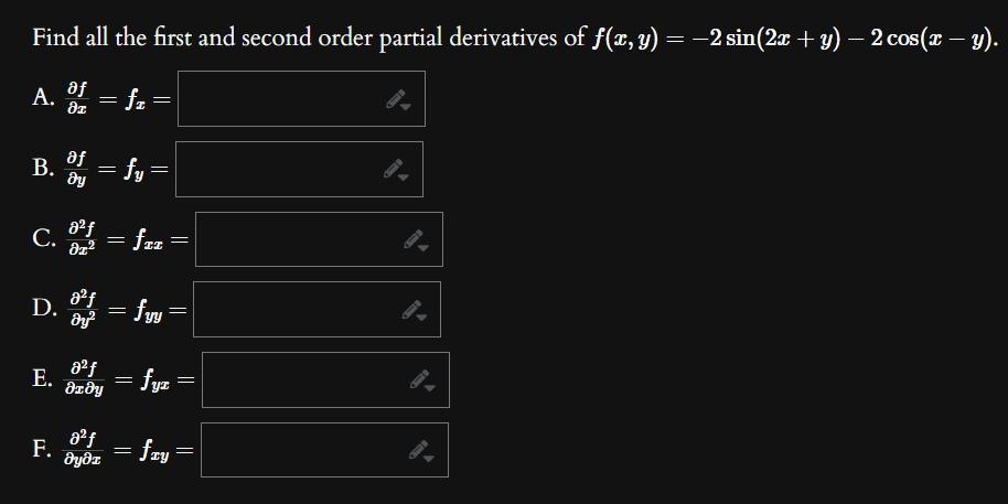 Solved Find all the first and second order partial | Chegg.com