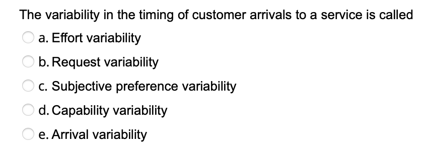 Solved The variability in the timing of customer arrivals to | Chegg.com