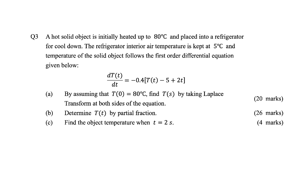 Solved Q3 A hot solid object is initially heated up to 80°C | Chegg.com