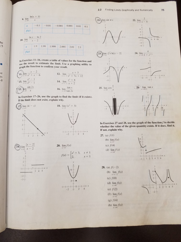 Solved 2.2 Finding Limits Graphically and Numerically 75 | Chegg.com