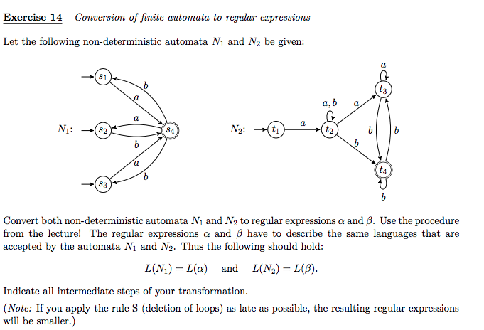 Exercise 14 Conversion of finite automata to regular | Chegg.com