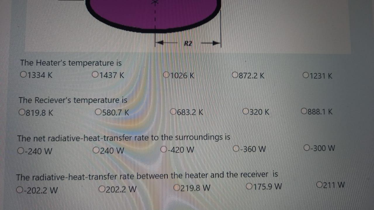 Solved A top circular heater (surface 1) with radius R1=5 cm | Chegg.com