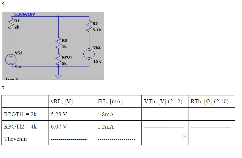 Solved Thevenin Problem RPOT on the circuit diagram was | Chegg.com