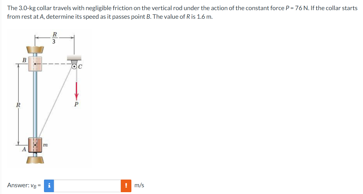 Solved The 3.0-kg collar travels with negligible friction on | Chegg.com