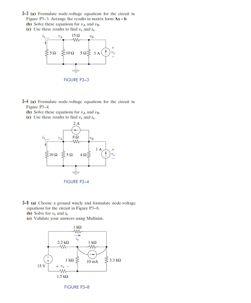 Solved 3-3 (a) Formulate node-voltage equations for the | Chegg.com