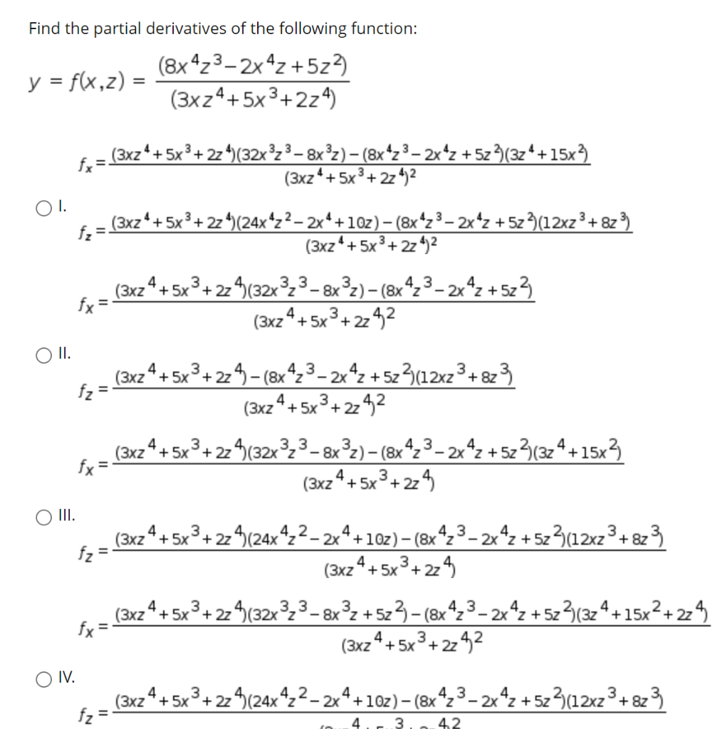 Solved Find the partial derivatives of the following | Chegg.com