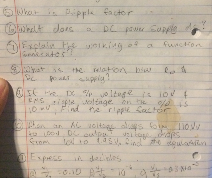 Solved What is Ripple factor What does a DC power supply of | Chegg.com