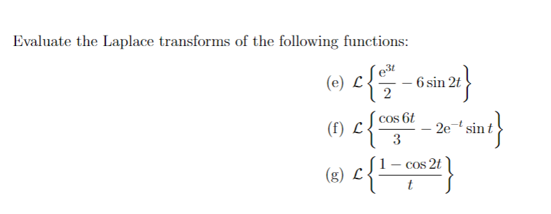 Solved Evaluate the Laplace transforms of the following | Chegg.com