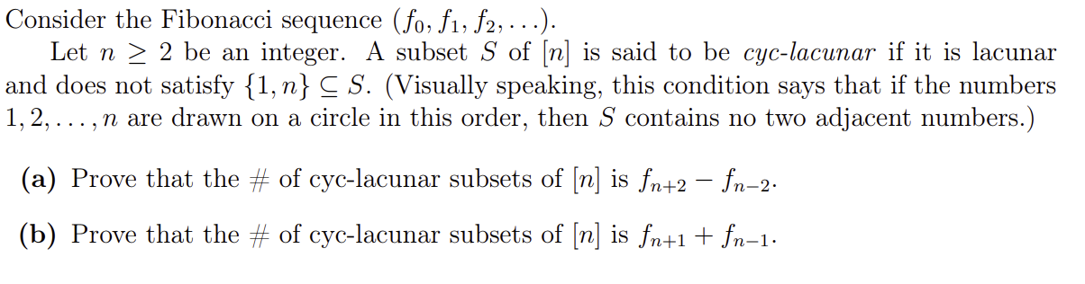 Consider the Fibonacci sequence (f0,f1,f2,…) Let n≥2 | Chegg.com