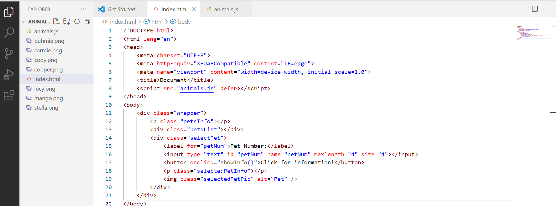 Solved I need help in displaying the pictures of the animals | Chegg.com