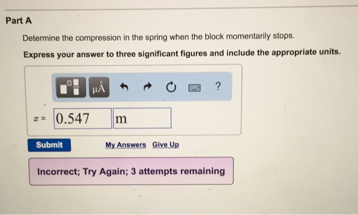 Solved The 6.4 kg block is moving with an initial speed of 5 | Chegg.com