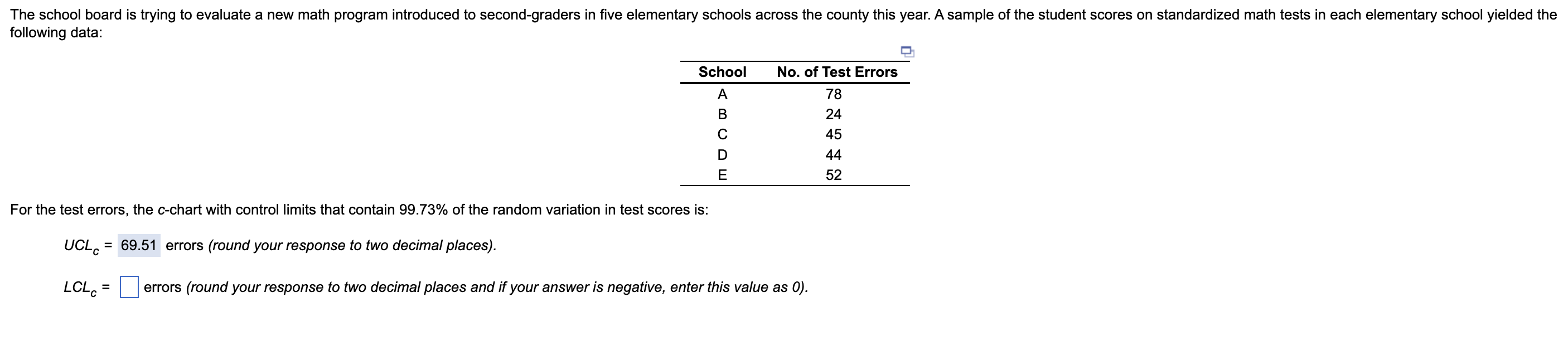 Solved The school board is trying to evaluate a new math | Chegg.com