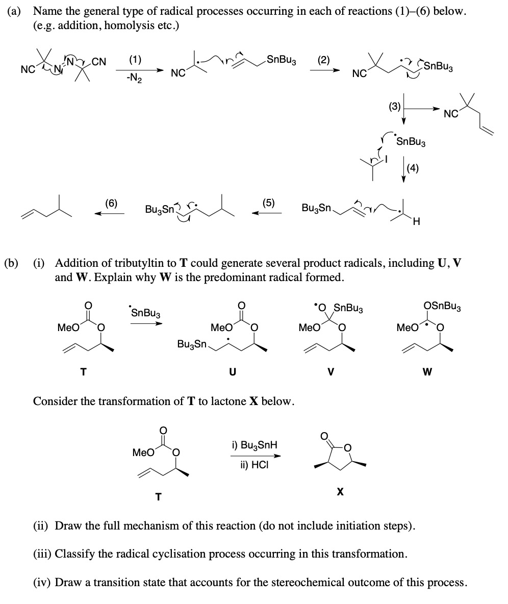 Solved (a) Name the general type of radical processes | Chegg.com