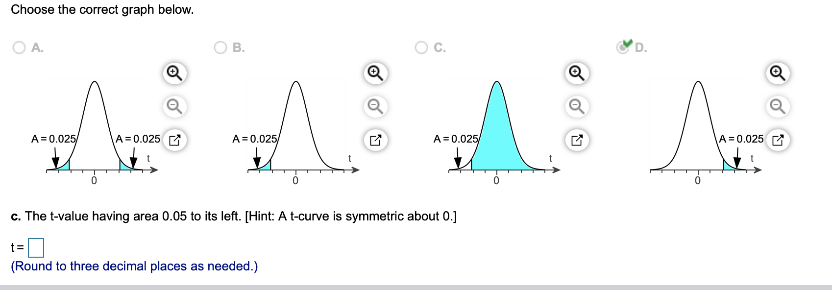 Solved For a t-curve with df = 17, find each t-value in | Chegg.com