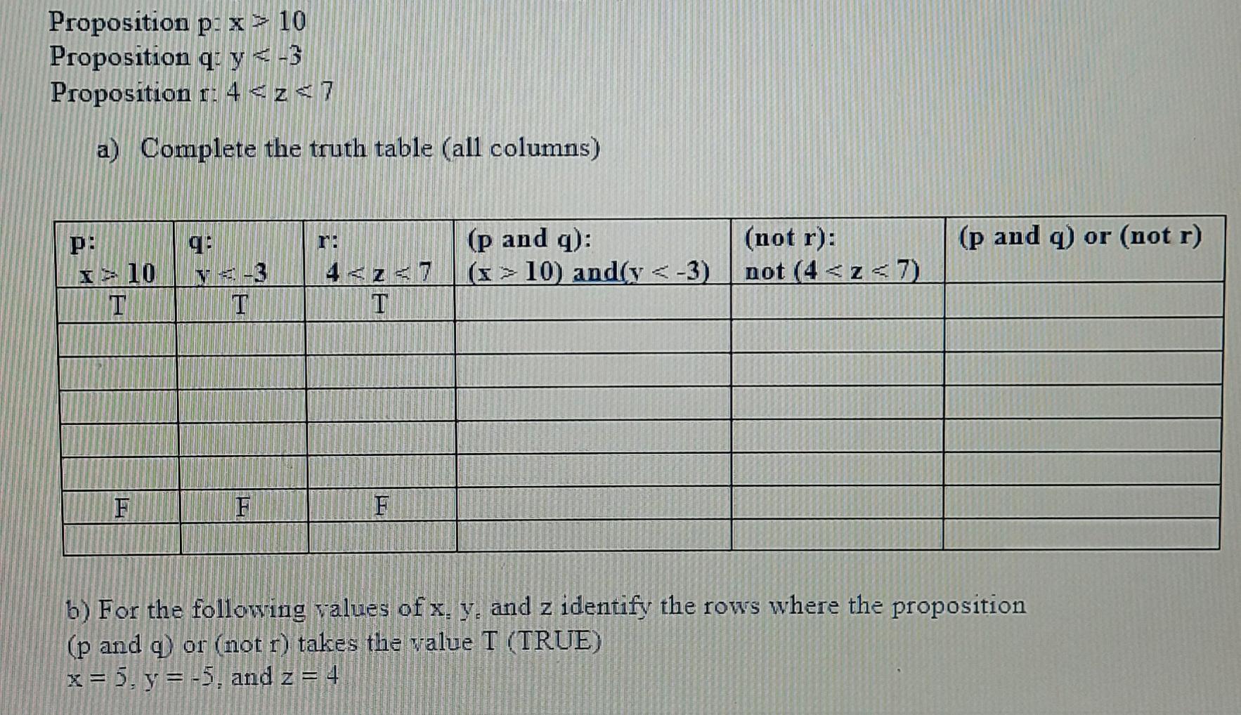 Solved Proposition p:x=10 Proposition q:y