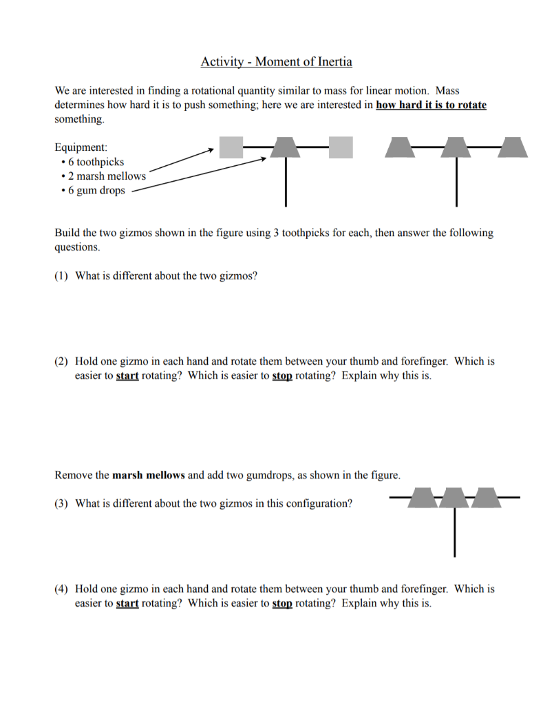 Solved Activity - Moment of Inertia We are interested in | Chegg.com