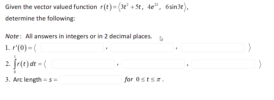 Solved Given the vector valued function r(t) = (3ť? +5t, | Chegg.com