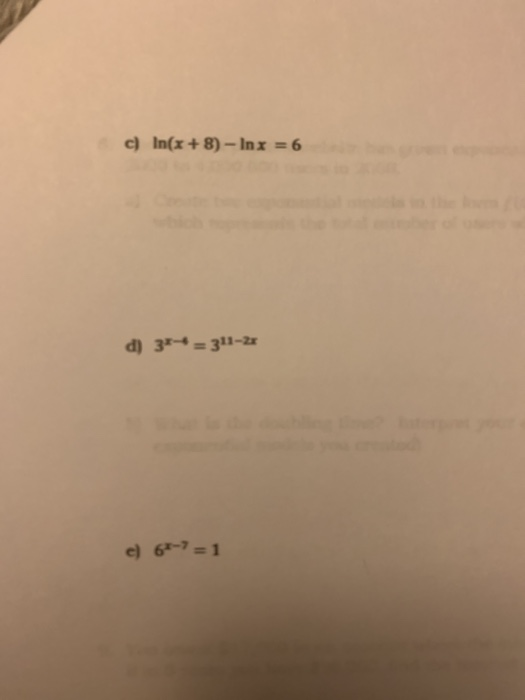 Solved 6. Solve the equations for x using logs, give an | Chegg.com