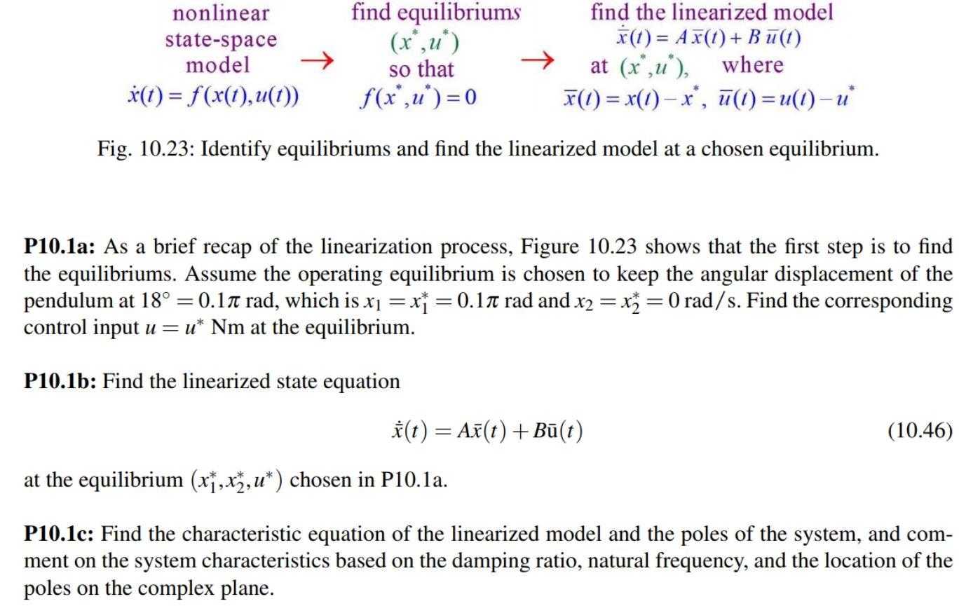 find equilibriums (x*,u) nonlinear state-space model | Chegg.com
