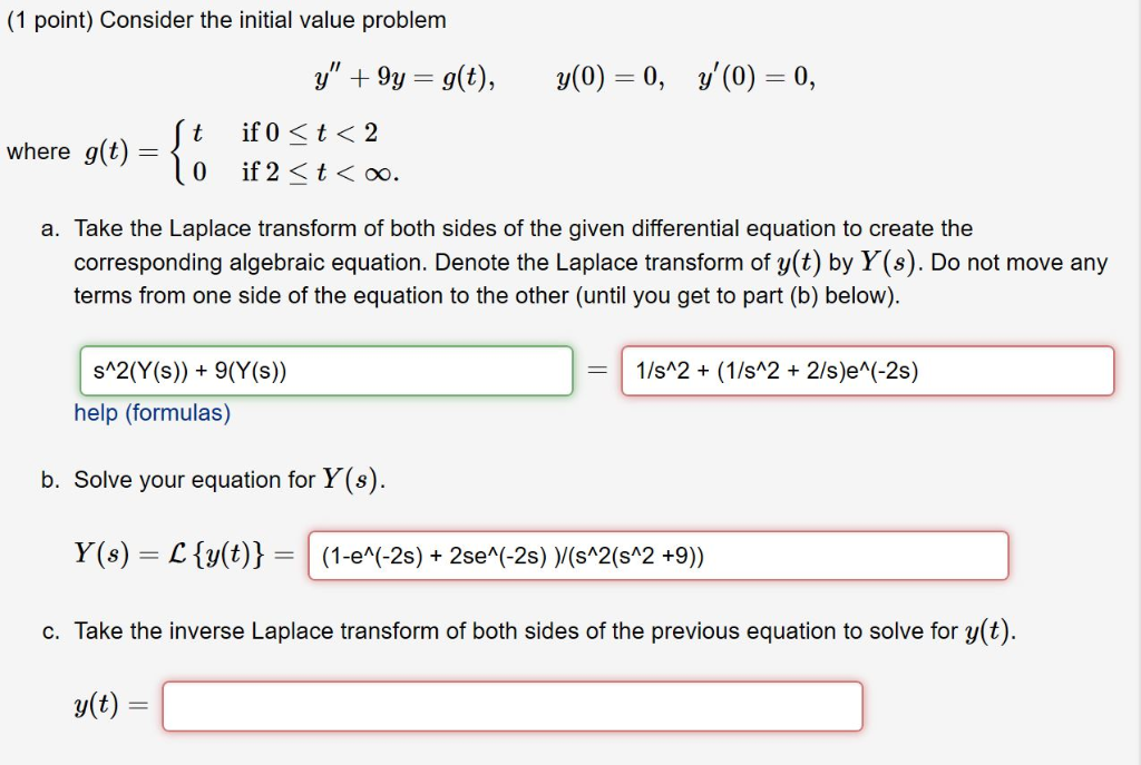 Solved (1 point) Consider the initial value problem y" | Chegg.com