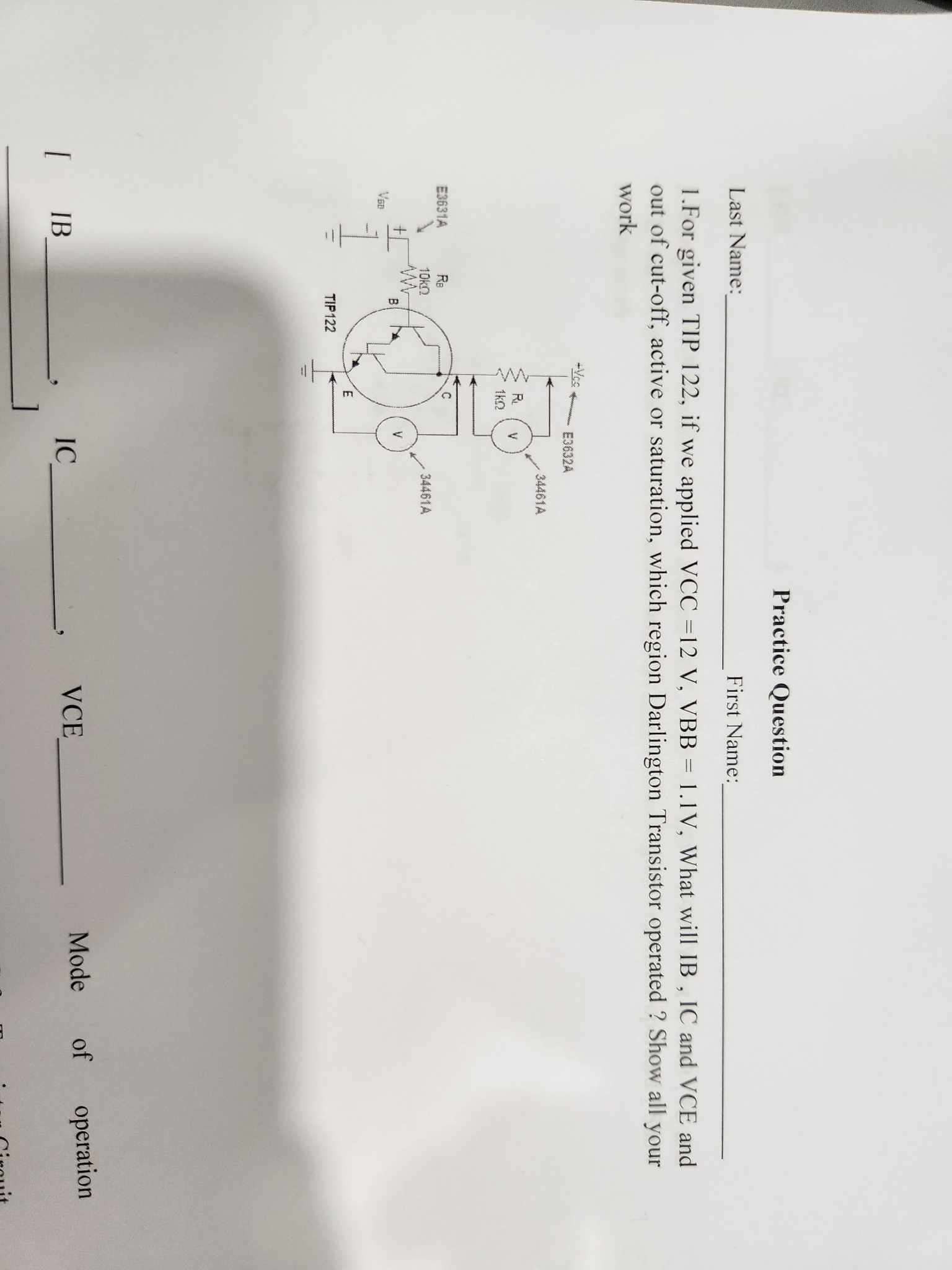 Solved Please Solve These Using Ib Vbb Vbe Rb Ic