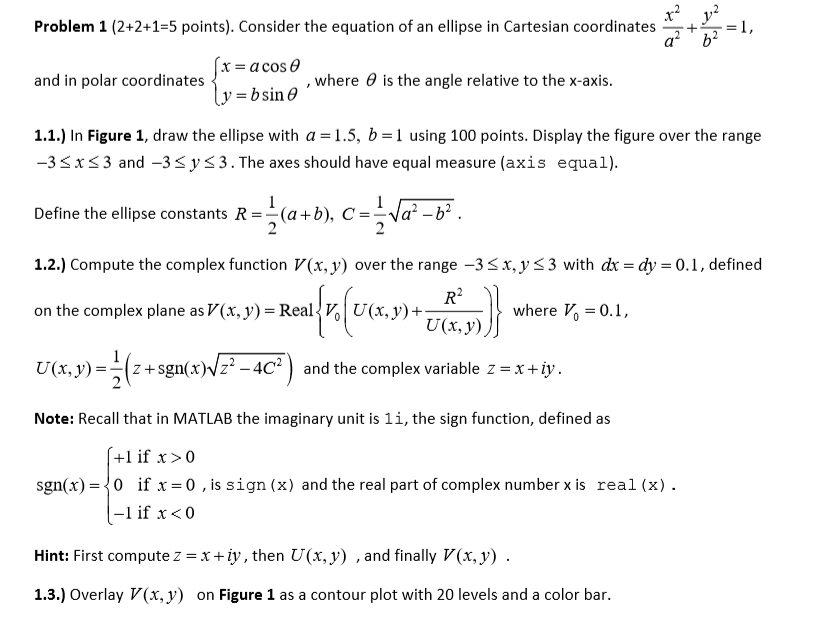 Problem 1 (2+2+1=5 points). Consider the equation of | Chegg.com