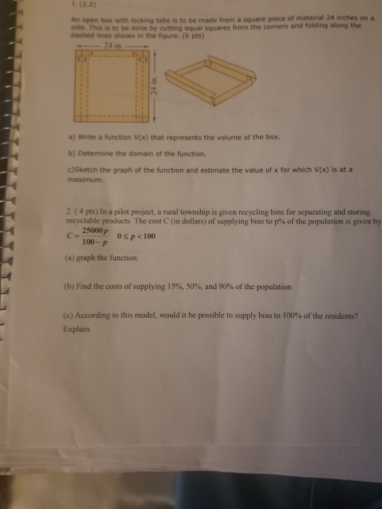 Solved 1(2.2) An open box with locking tabs is to be made | Chegg.com