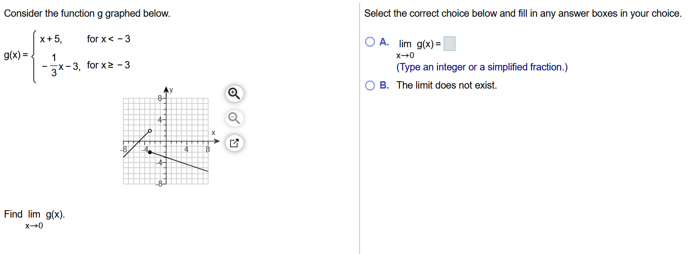 Solved Consider the function g graphed below. Select the | Chegg.com