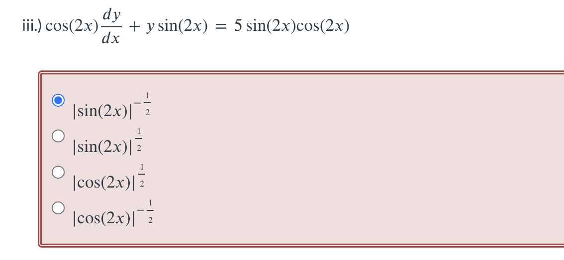 Solved Identify the integrating factor for each of these | Chegg.com