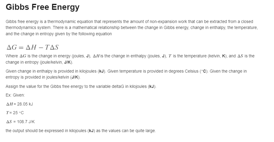 Solved Gibbs Free Energy Gibbs free energy is a | Chegg.com