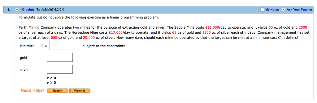 Solved 5. 3 points TanApMath7 6.2.011 My Notes Ask Your Te | Chegg.com