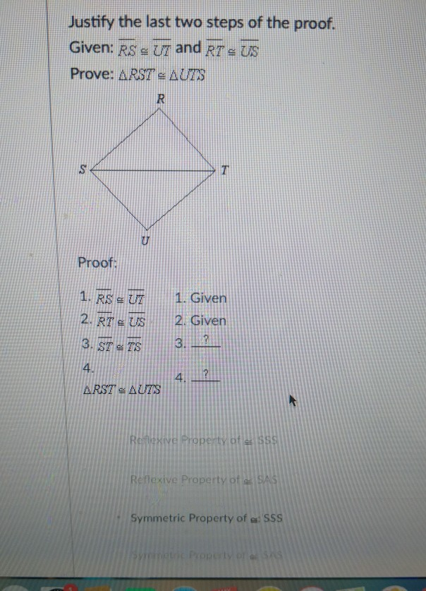 Solved SSS by reflexive property SAS by reflexive | Chegg.com