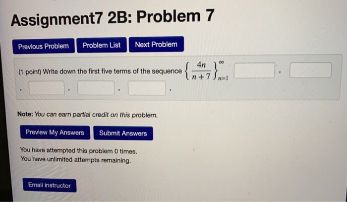 Solved Assignment7 2B: Problem 7 Previous Problem Problem | Chegg.com