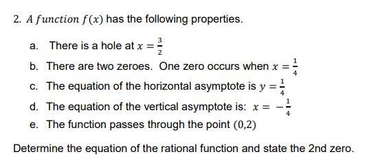 Solved Thinking Task # 2 Rational Functions: Total 11 marks | Chegg.com