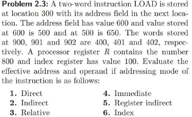 Solved Problem 2.3: A two-word instruction LOAD is stored at | Chegg.com