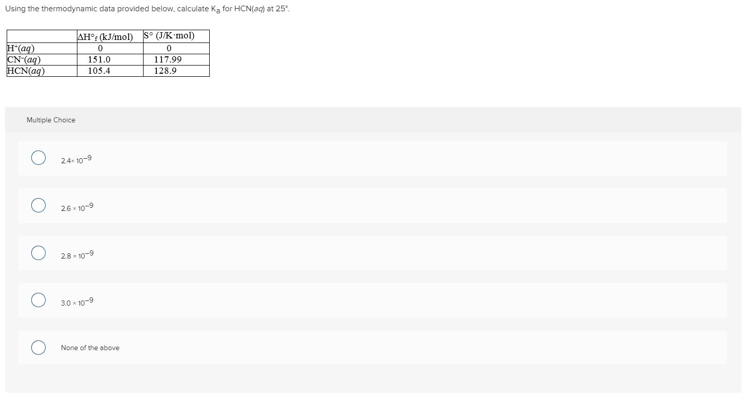 Solved Using the thermodynamic data provided below, | Chegg.com