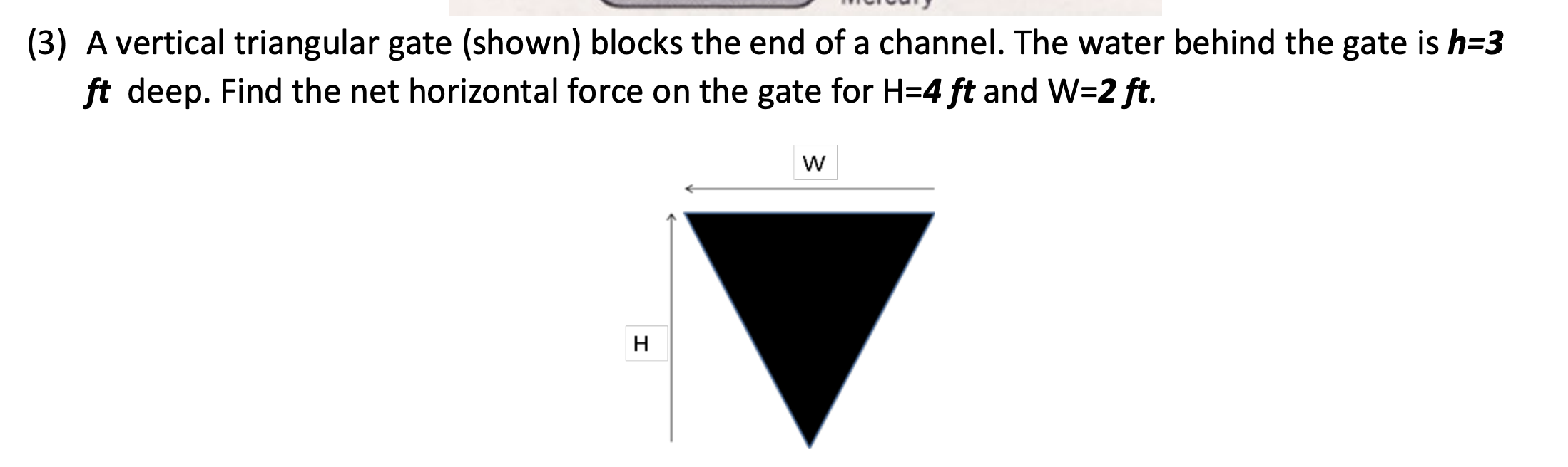 Solved (3) A vertical triangular gate (shown) blocks the end | Chegg.com