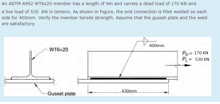 Solved An ASTM A992 WT6X20 member has a length of 9m and | Chegg.com