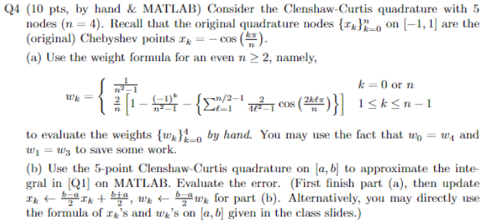 Solved Q4 (10 pts, by hand \& MATLAB) Consider the | Chegg.com