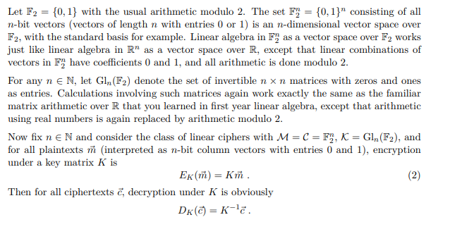 Let F2 = {0,1} with the usual arithmetic modulo 2. | Chegg.com