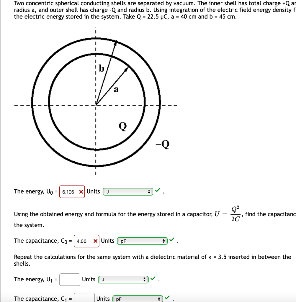 Solved Two concentric spherical conducting shells are | Chegg.com