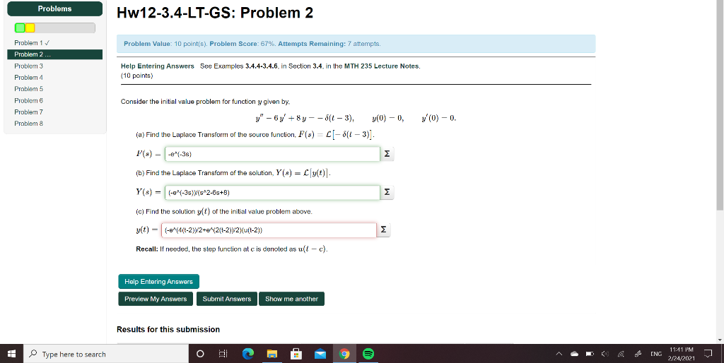 Solved Problems Hw12-3.4-LT-GS: Problem 2 Problem Value: 10 | Chegg.com