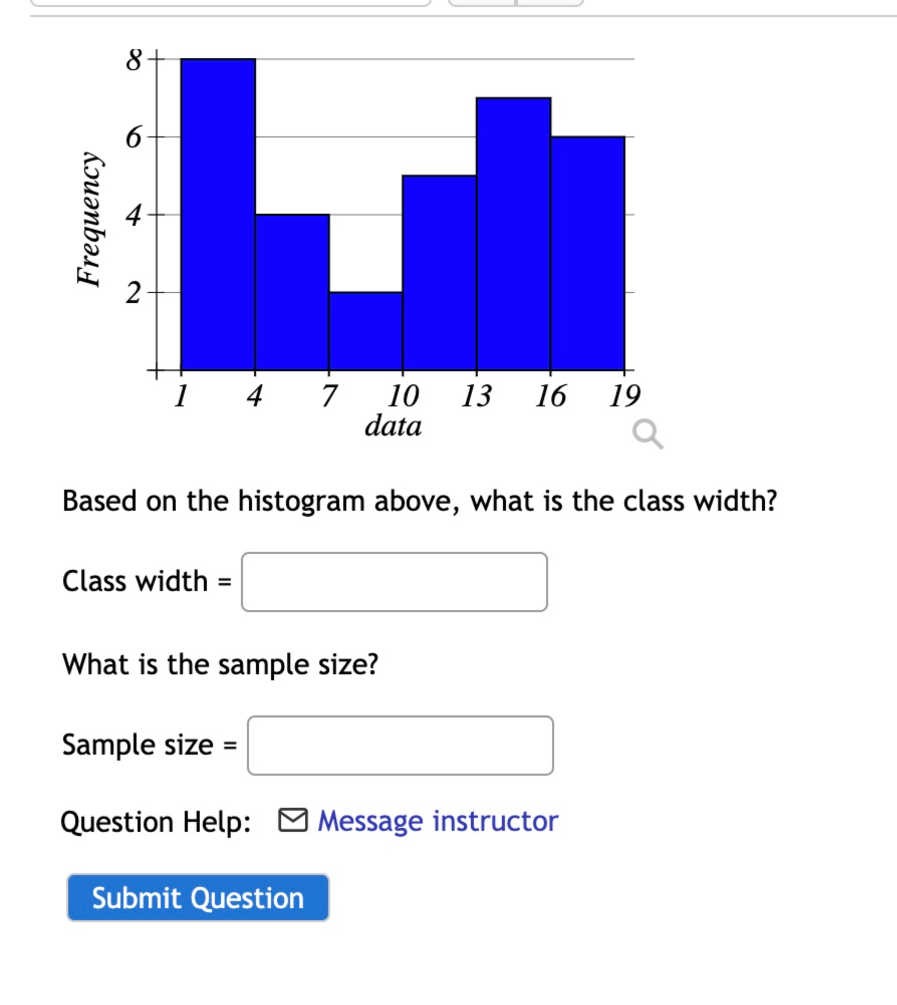 Solved Based on the histogram above, what is the class | Chegg.com