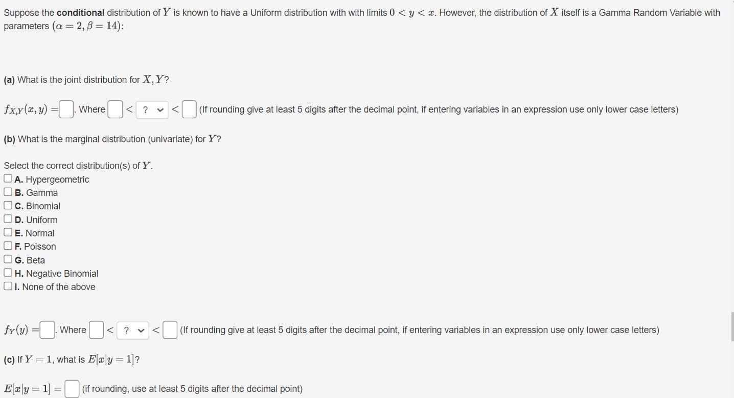 Solved Suppose the conditional distribution of Y is known to | Chegg.com