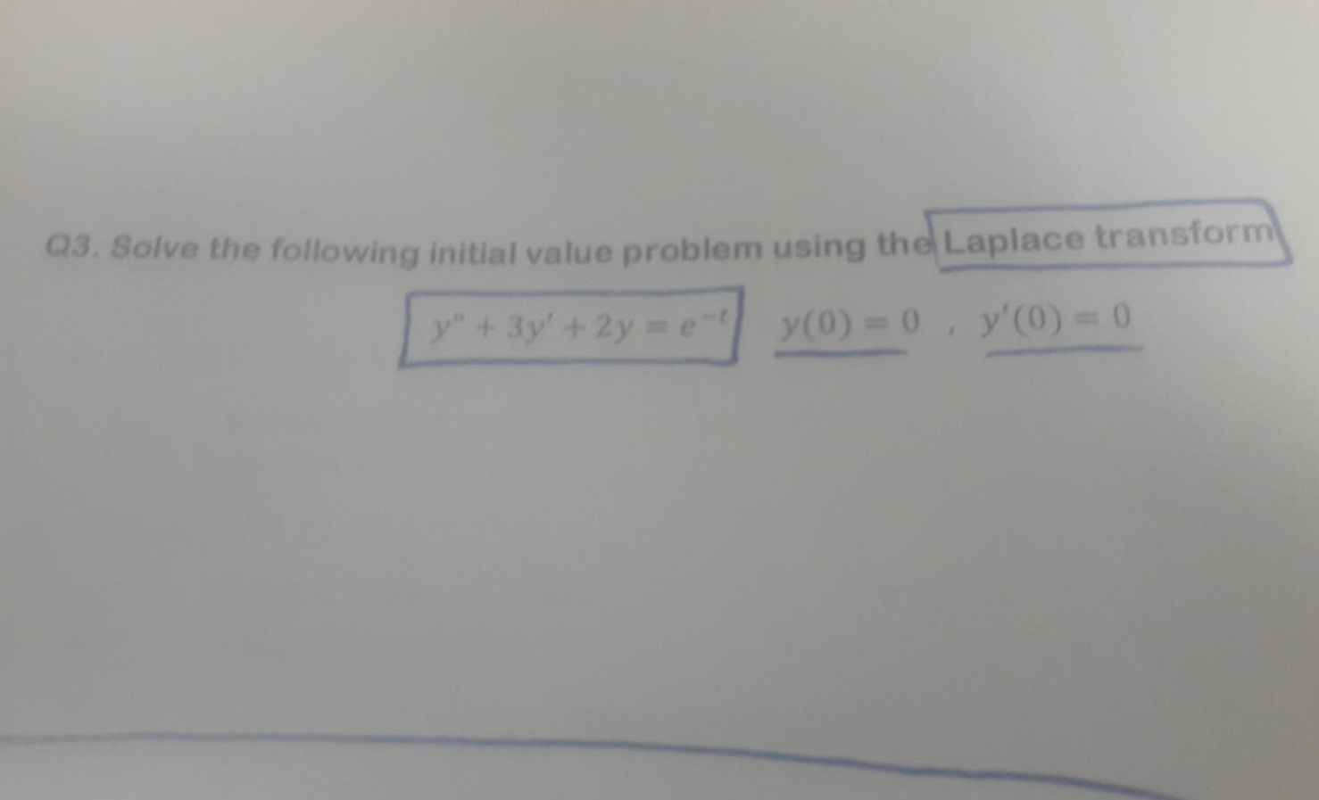 Solved Q3. Solve the following initial value problem using | Chegg.com