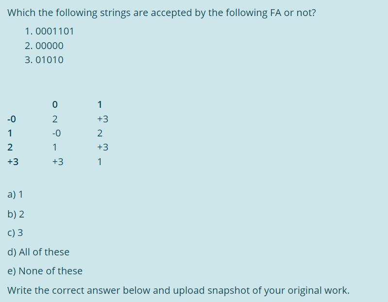 Solved Which the following strings are accepted by the | Chegg.com