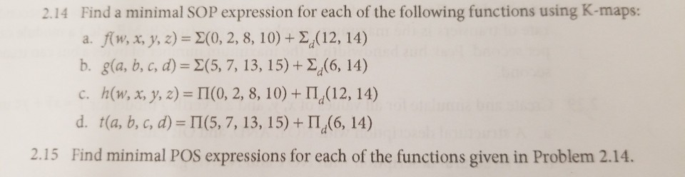 Solved Find a minimal SOP expression for each of the | Chegg.com