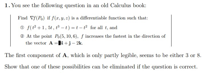 Solved 1. You see the following question in an old Calculus | Chegg.com