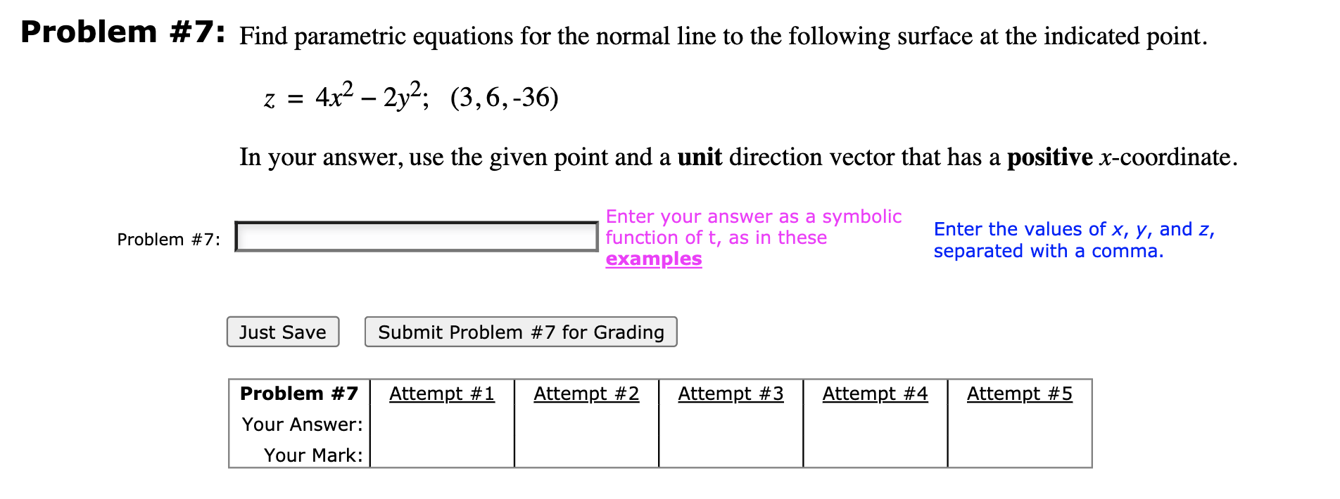 Solved Problem #7: Find parametric equations for the normal | Chegg.com
